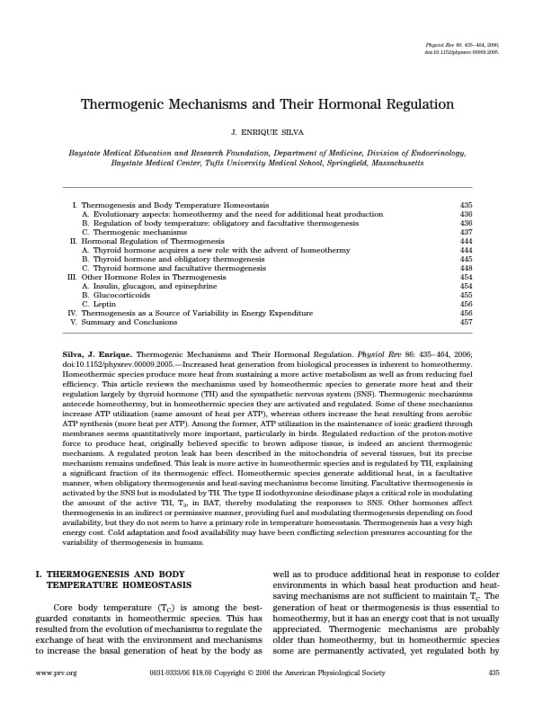 Thermogenic mechanisms and their hormonal regulation - Medical Medix®